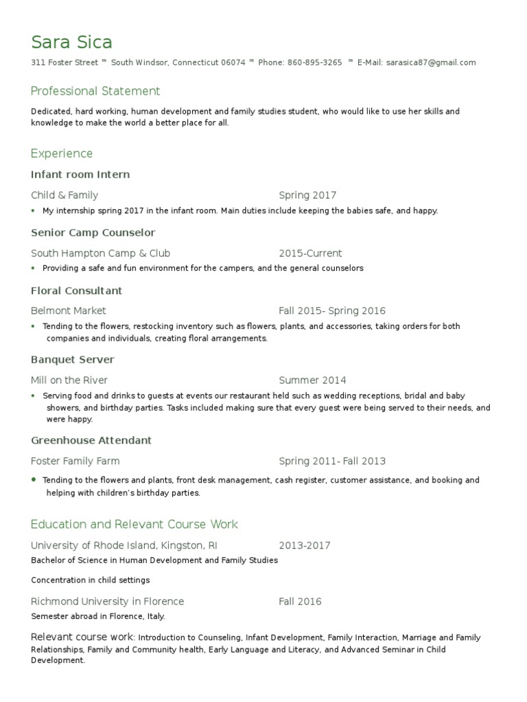 Sara Current Resume | PDF | Wellness