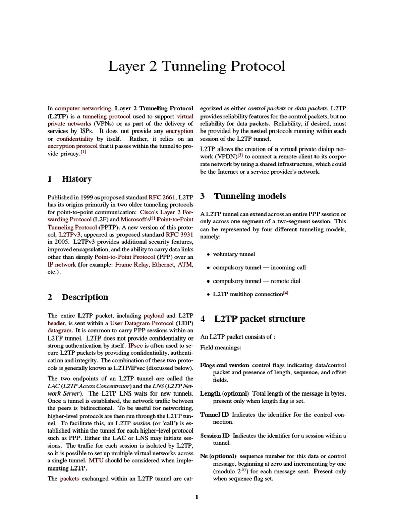 Layer 2 Tunneling Protocol | Wide Area Network | Media Technology