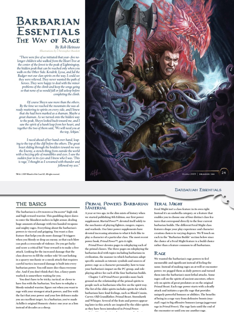 Barbarian Essentials PDF | PDF | D20 System | Dungeons & Dragons