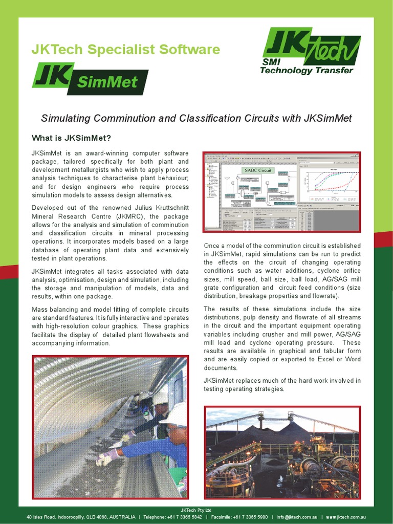 Software JKSimMet PDF | PDF | Mill (Grinding) | Simulation