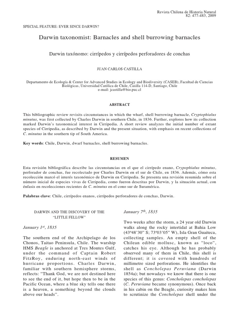 Darwin Taxonomist: Barnacles and Shell Burrowing Barnacles | PDF ...