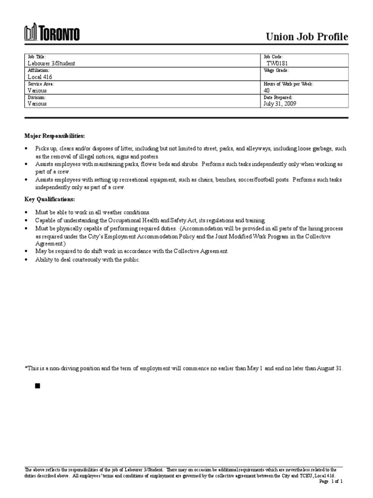 Labourer 3 Student Profile | PDF | Employee Relations | Employment