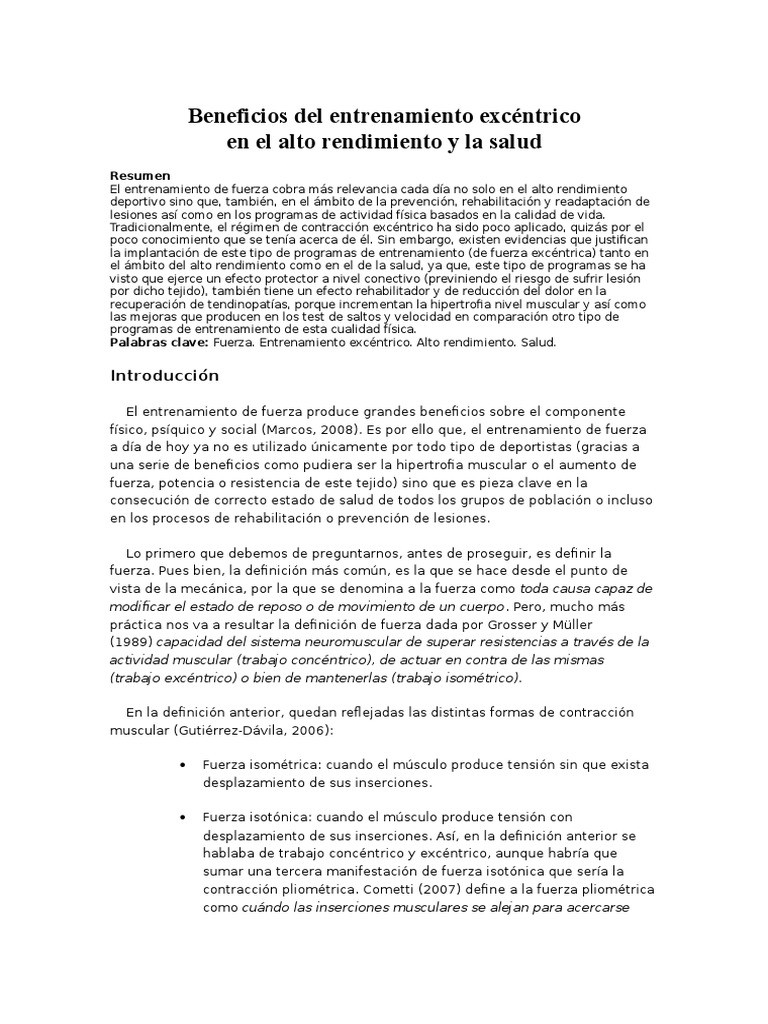 Beneficios Del Trabajo Excentrico | PDF | Contracción muscular | Músculo
