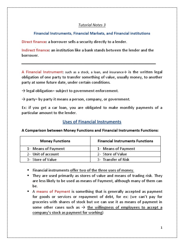 Money Banking Tutorial 3 Pdf Pdf Financial Markets Stocks