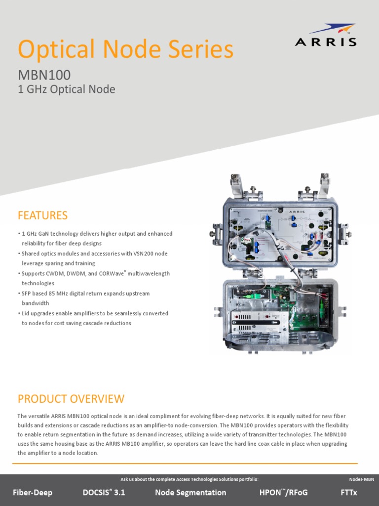 Mbn100 1 GHZ Optical Node Data Sheet | PDF | Wavelength Division ...