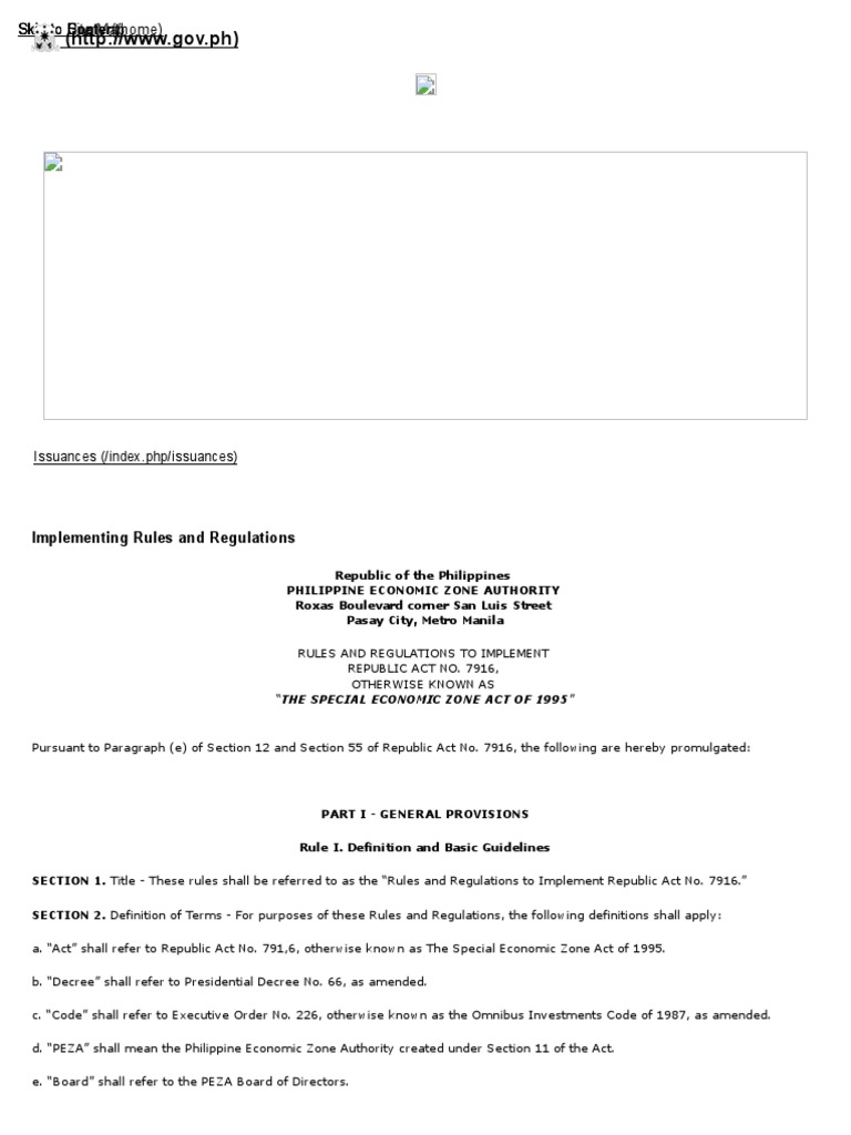Implementing Rules and Regulations of Peza | PDF | Eminent Domain ...