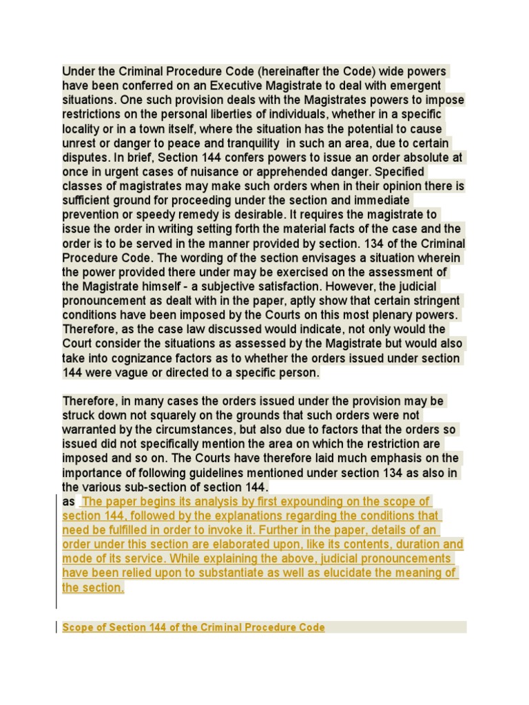 Sec 144 CRPC | PDF | Criminal Procedure In South Africa | Magistrate