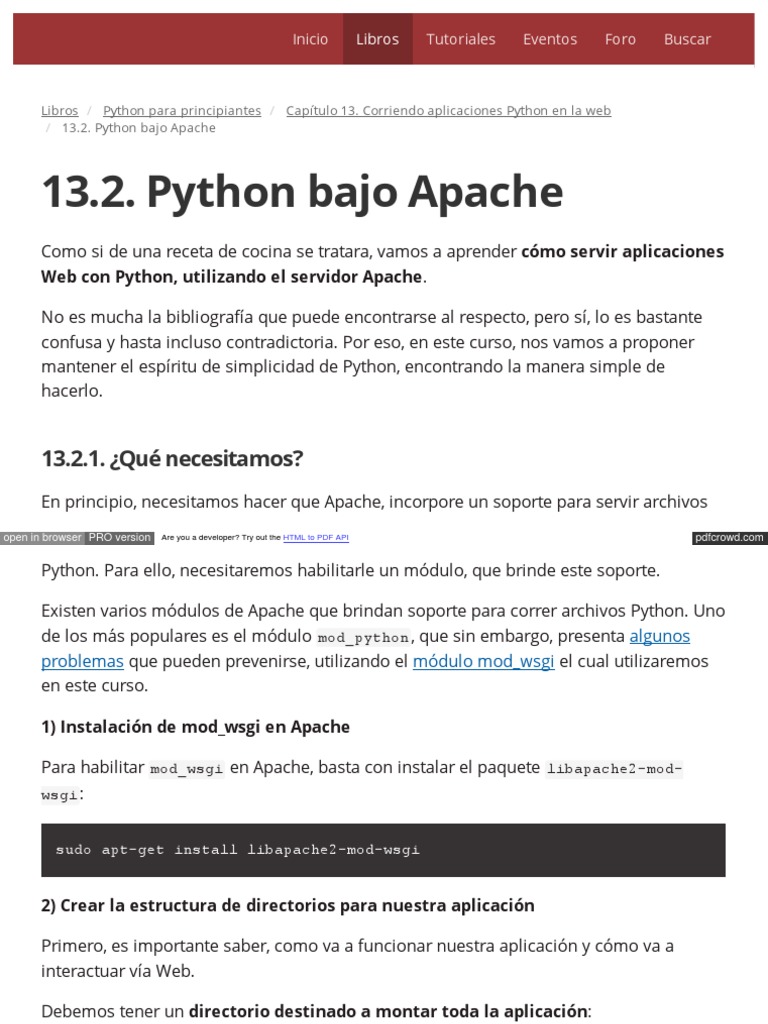 13.2. Python Bajo Apache | PDF | Navegador web | Servidor HTTP Apache