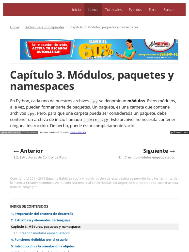 Capítulo 3. Módulos, Paquetes y Namespaces | PDF | HTML | Python ...