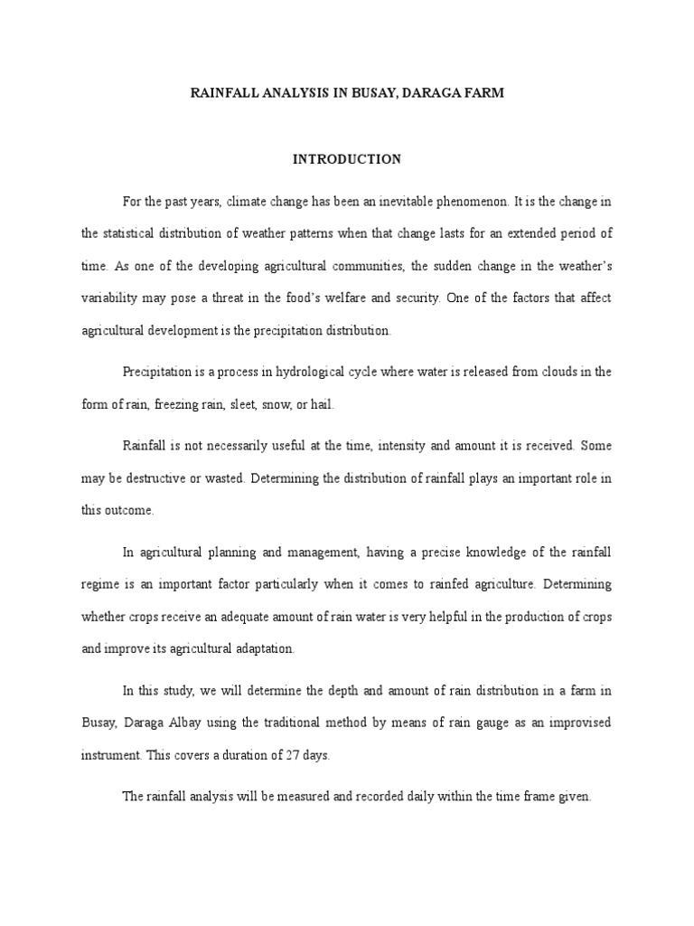 Rainfall Analysis in A Farm in Busay | PDF | Rain | Precipitation