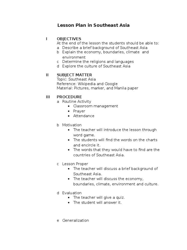 Southeast Asia Overview for Grade 7 | PDF