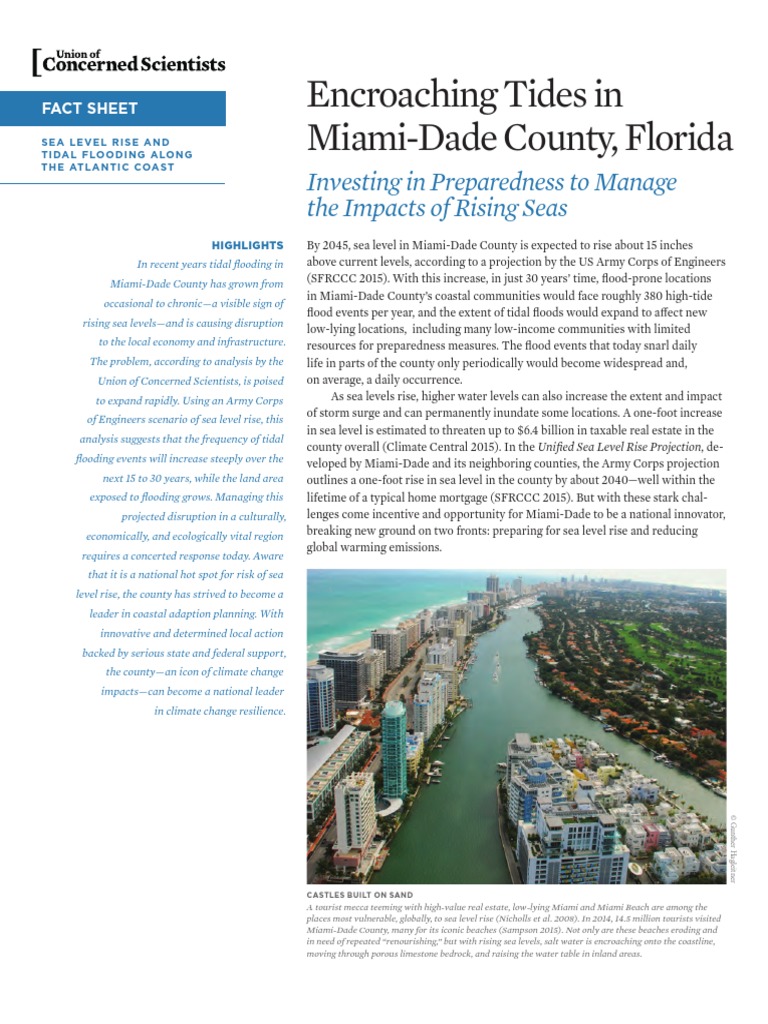 Miami Dade Sea Level Rise Tidal Flooding Fact Sheet | PDF | Flood ...