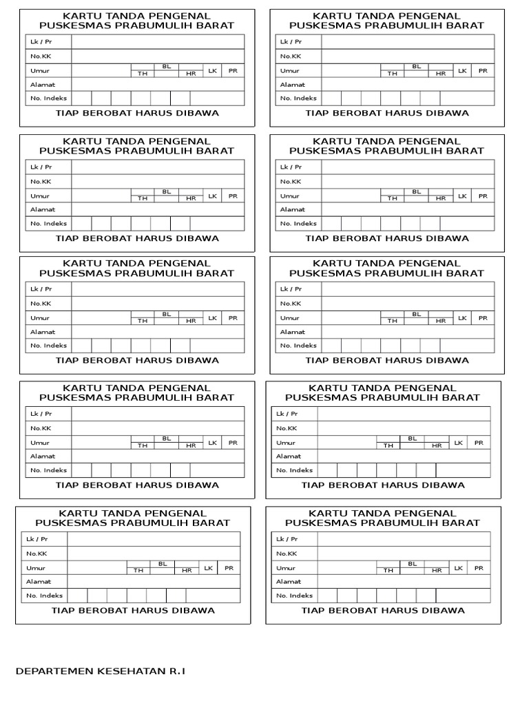 Kartu Identitas Puskesmas | PDF