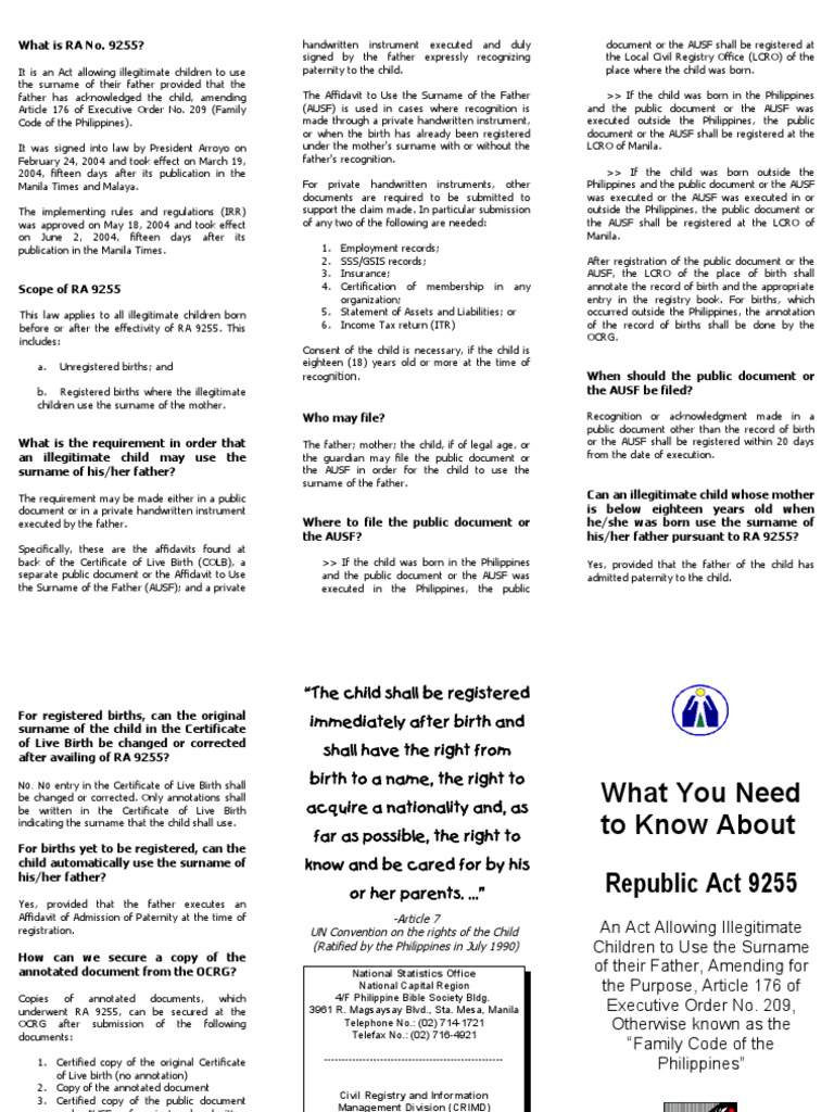 Ra 9255 | Download Free PDF | Surname | Common Law