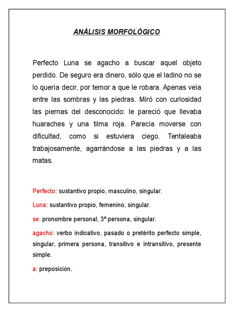 Analisis Morfológico | PDF | Verbo | Asunto (gramática)