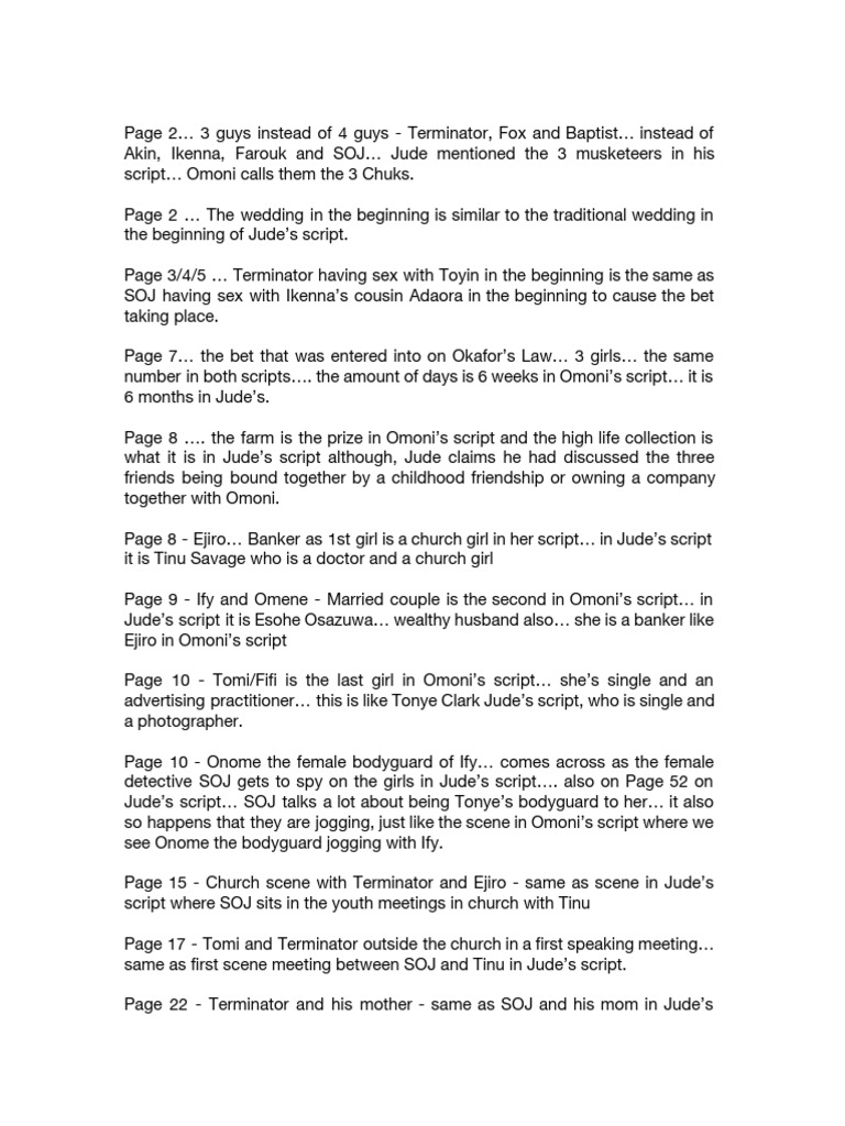 Script Comparison: Omoni vs. Jude | PDF | Violence | Leisure