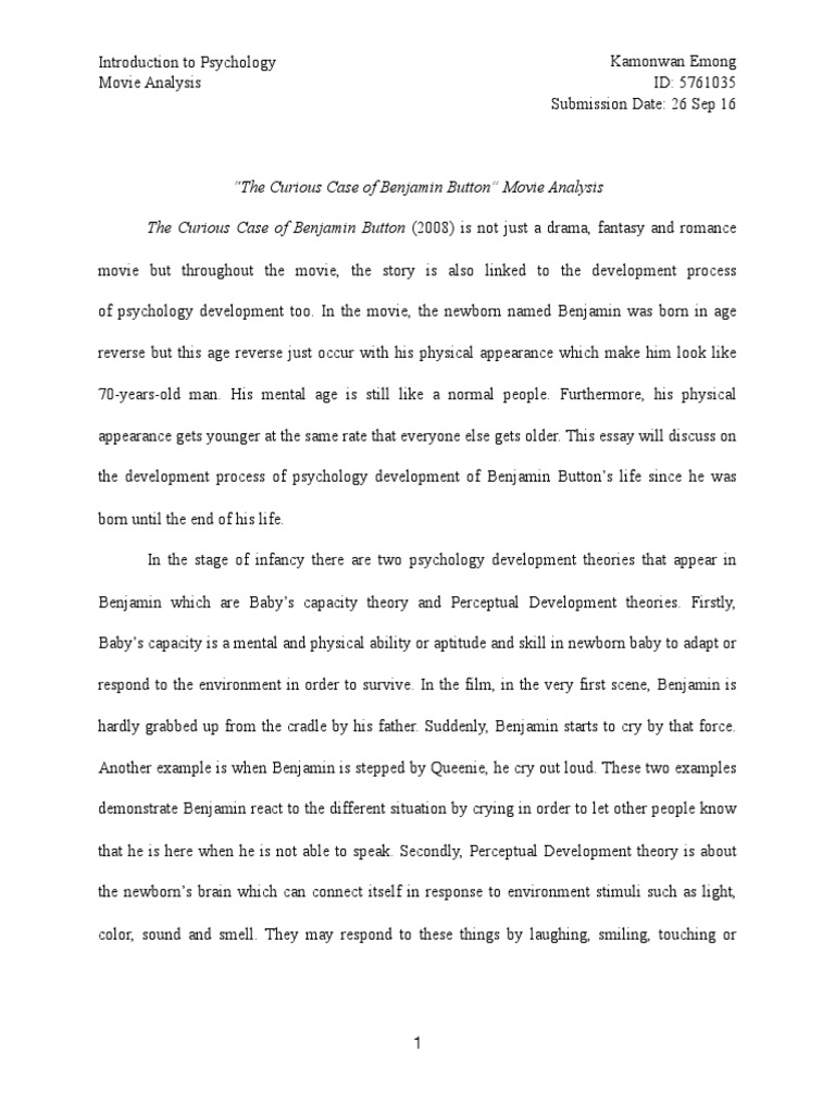 Psychology in Benjamin Button | PDF | Cognitive Development | Adolescence