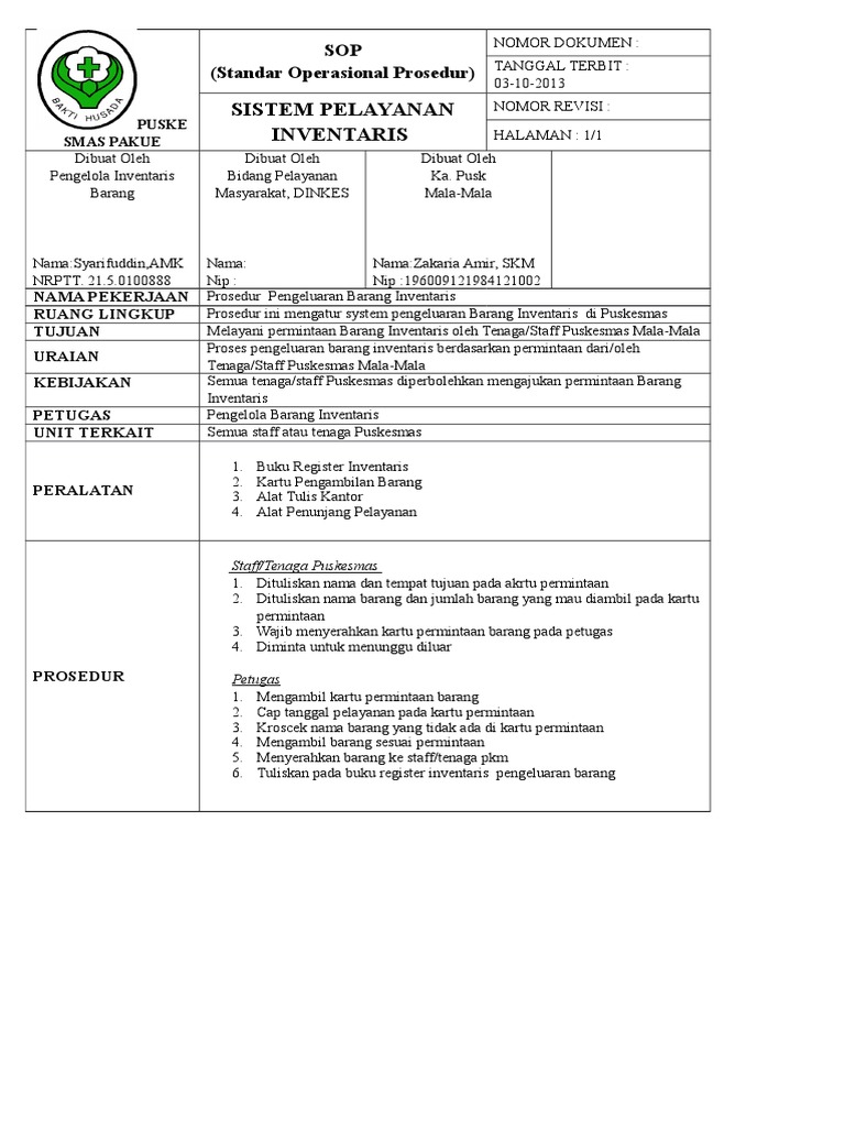 SOP Inventaris | PDF