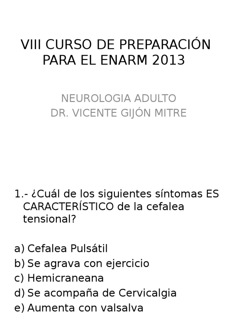 Examen Enarm | PDF | Epilepsia | Esclerosis múltiple