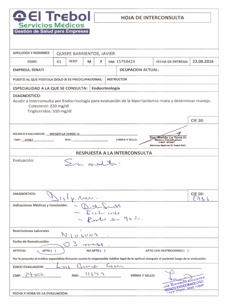 Hoja de Interconsulta