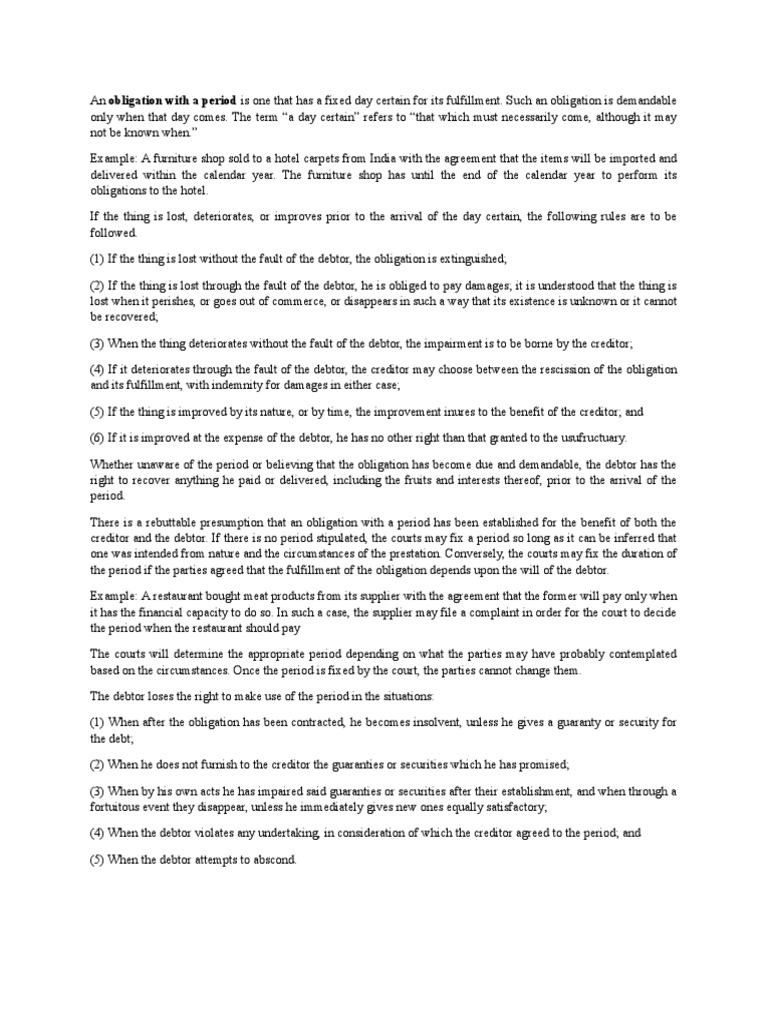 Obligation With A Period | PDF | Guarantee | Law Of Obligations