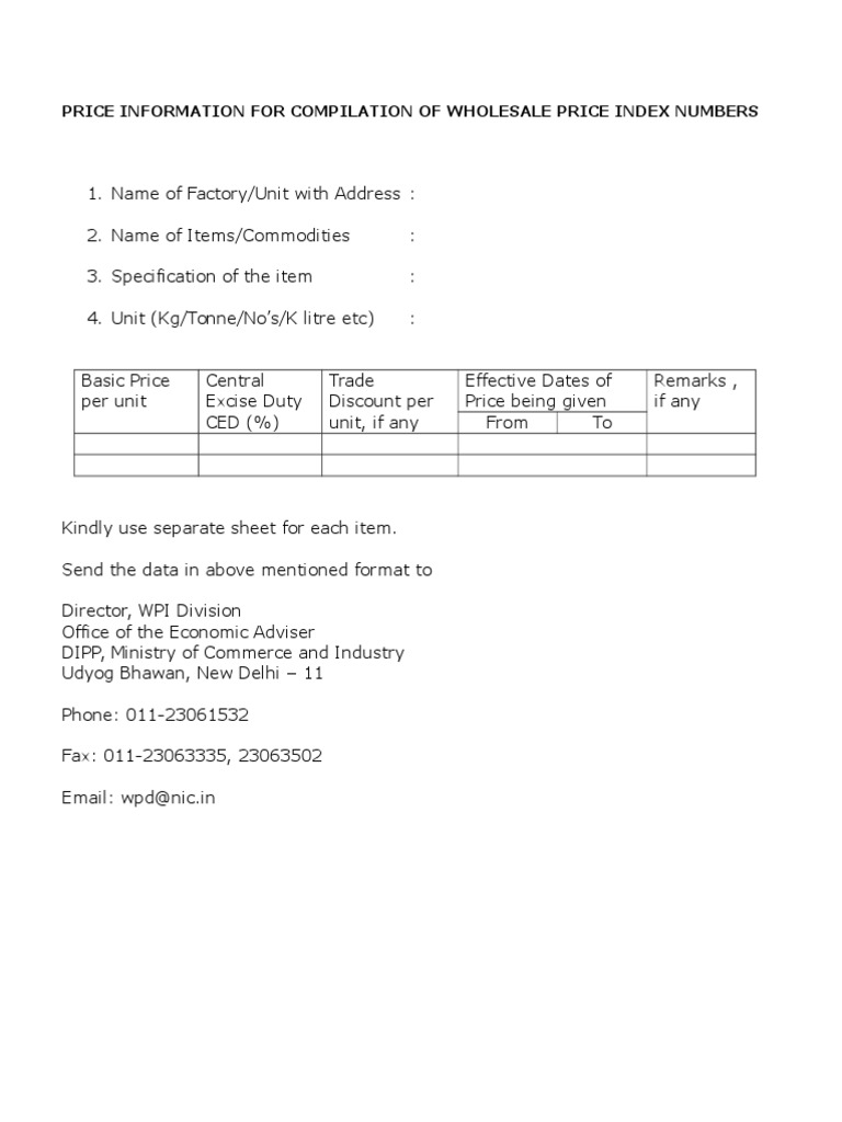 Price Submission Proforma | PDF