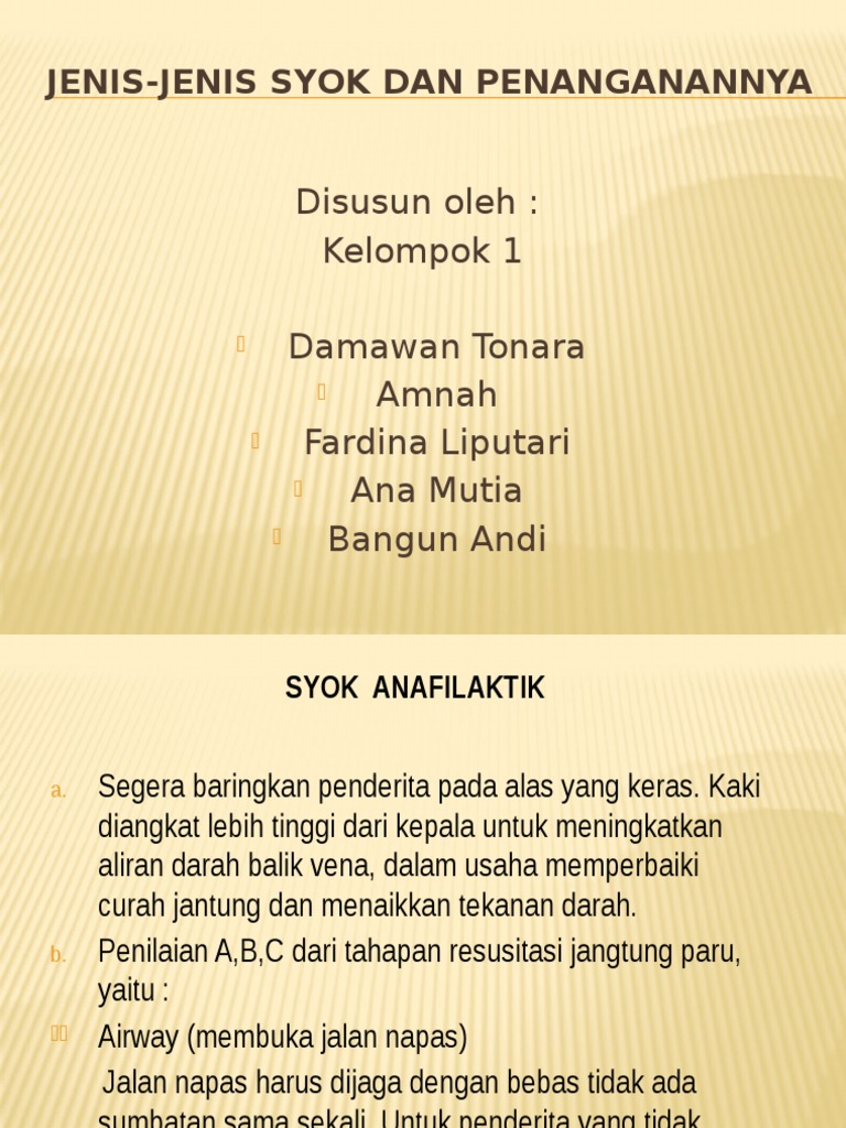 Jenis-Jenis Syok Dan Penanganannya | PDF | Kesehatan Holistik