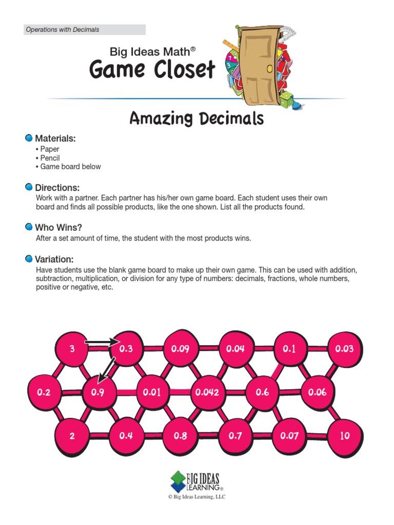 Game Closet: Amazing Decimals | PDF | Business | Self-Improvement