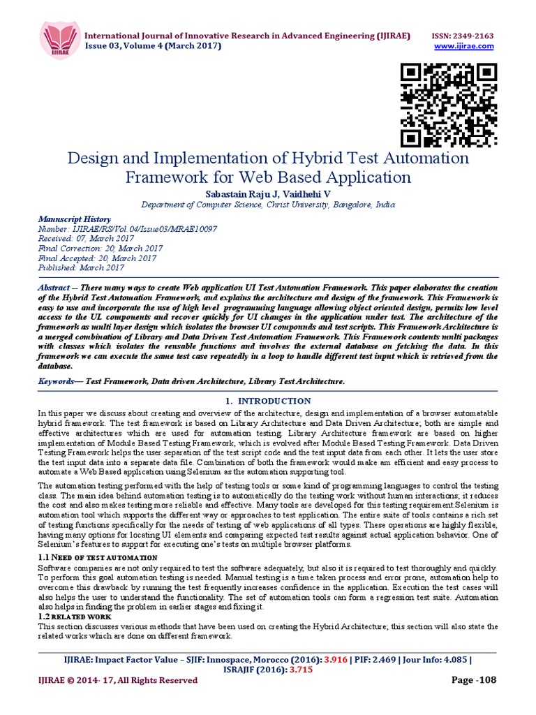 Design and Implementation of Hybrid Test Automation Framework For Web ...