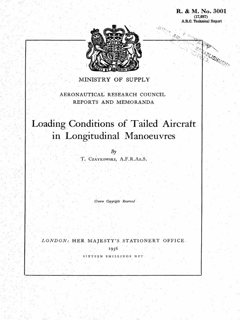 Loadingconditions of Tailed Aircraft I N Longitudinal Manoeuvres | PDF ...