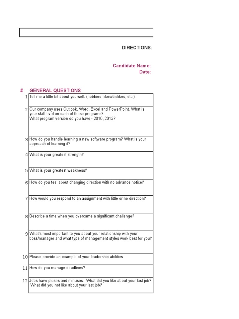 Candidate Questionnaire | PDF | Self-Improvement