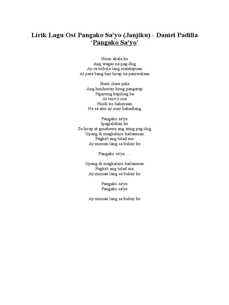Lirik Lagu Ost Pangako Sa | PDF