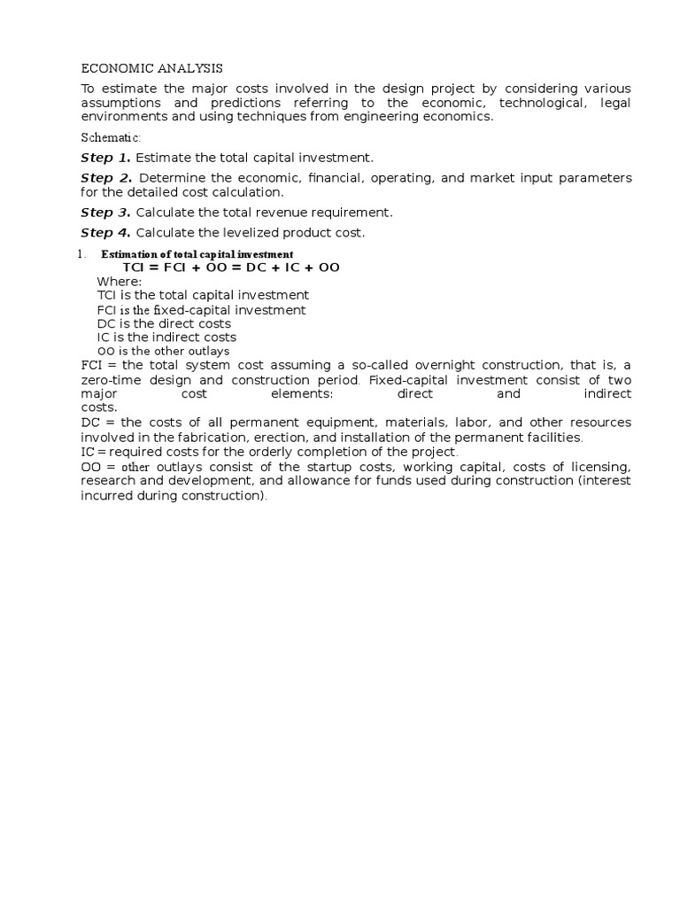 Economic Analysis: Tci Fci + Oo DC + Ic + Oo | PDF | Cost | Economics