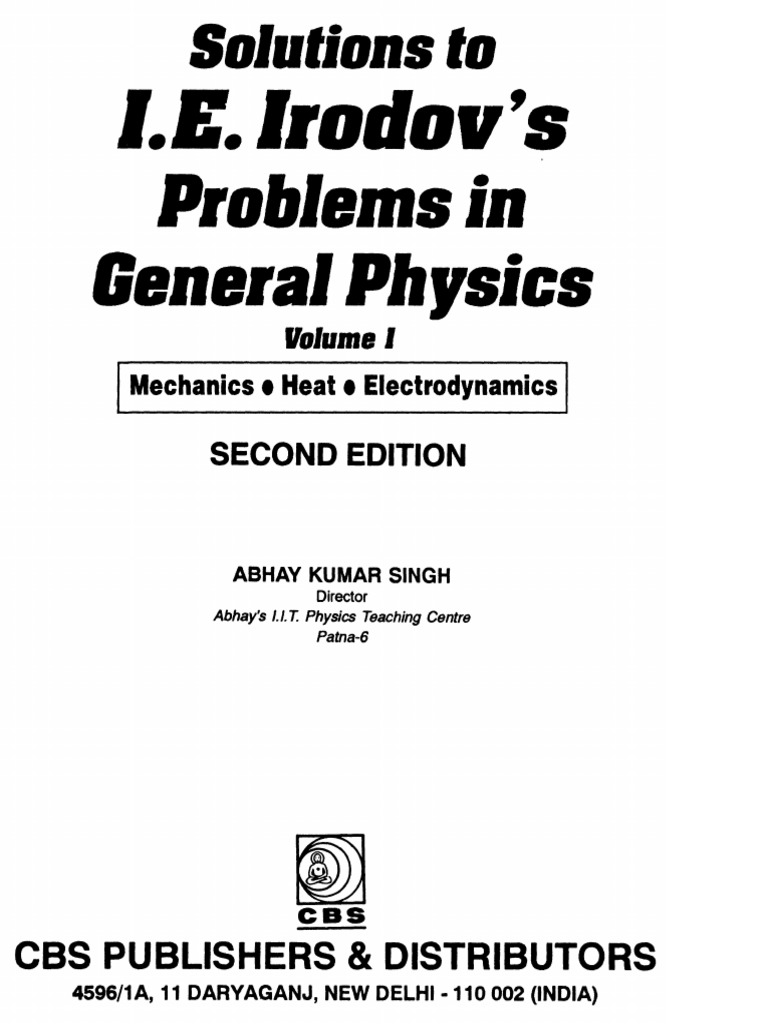 Solutions To I.E. Irodov's Problems in General Physics - Volume 1 PDF | PDF