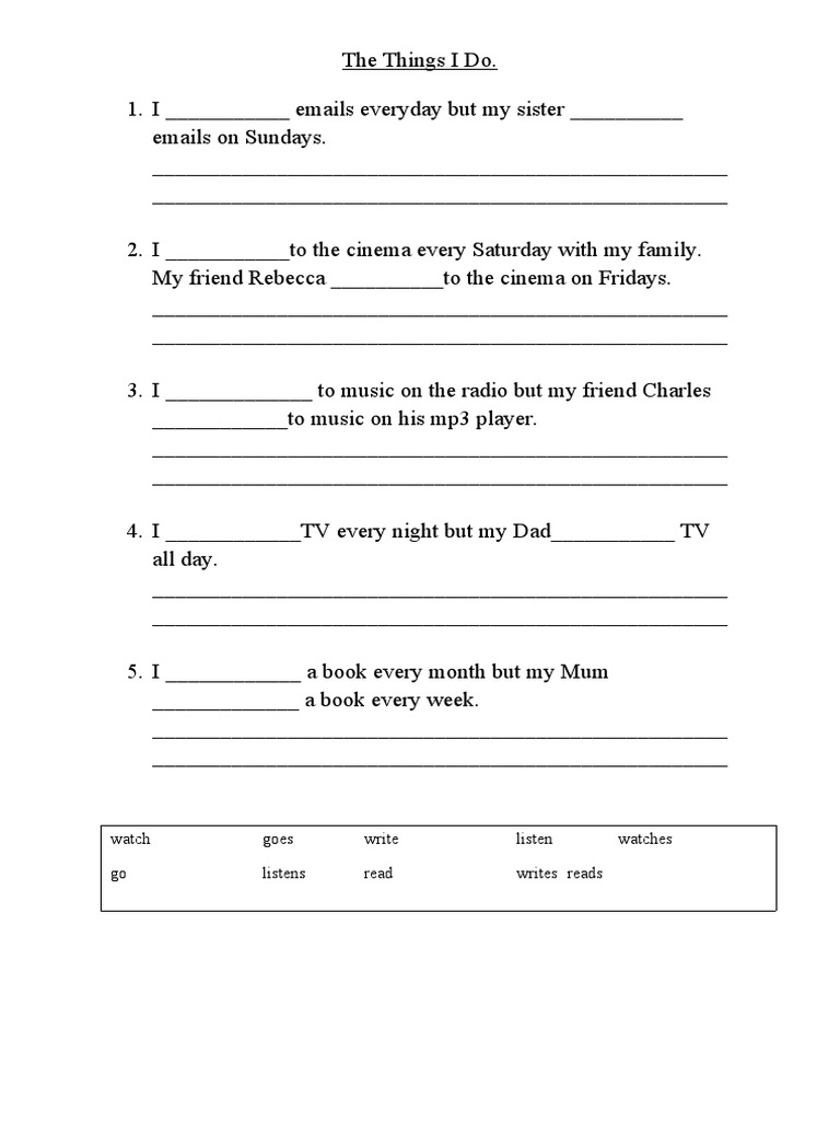 Simple Present Cloze | PDF