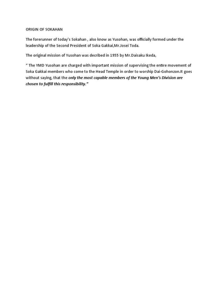 Origin of Sokahan in Soka Gakkai | PDF