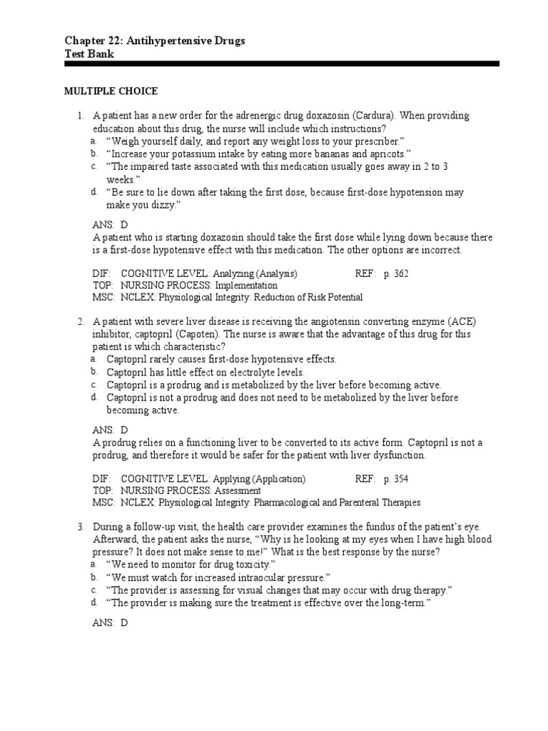 Chapter 22 | PDF | Hypertension | Medical Treatments