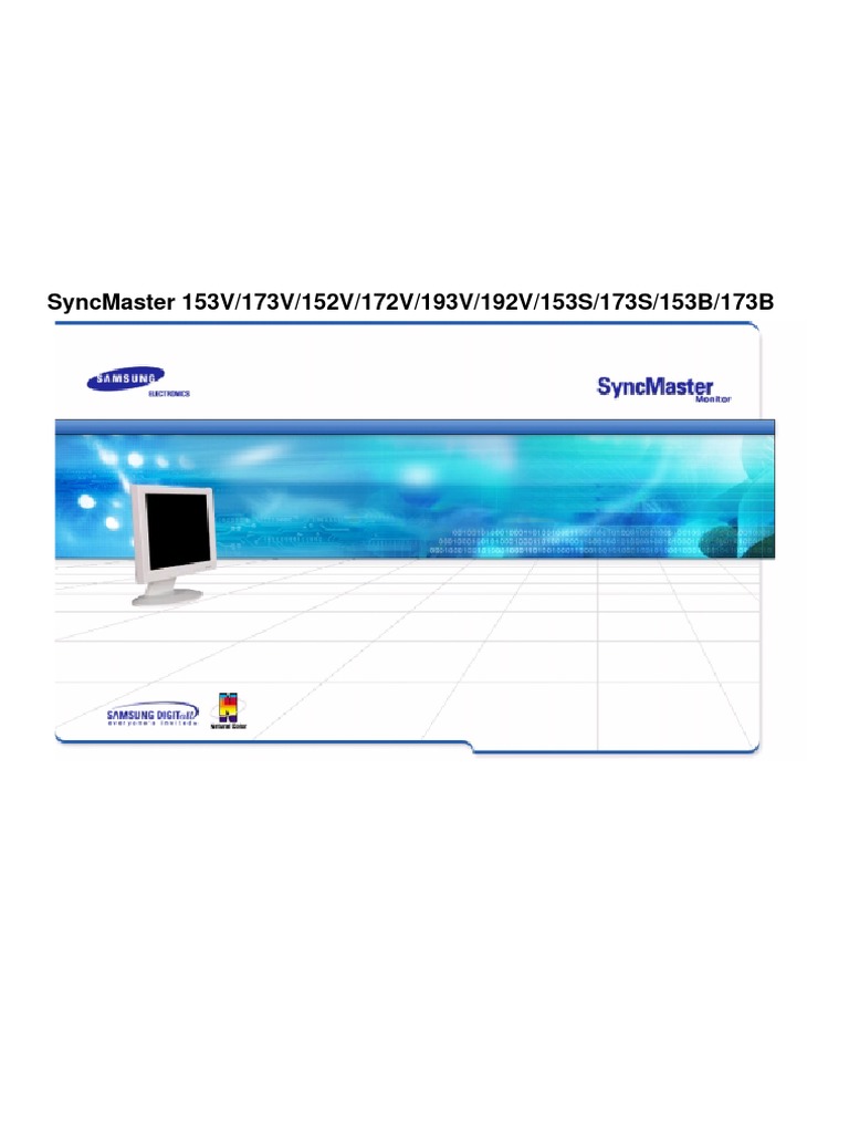 Samsung SyncMaster 153V User' Guide PDF | PDF | Computer Monitor ...