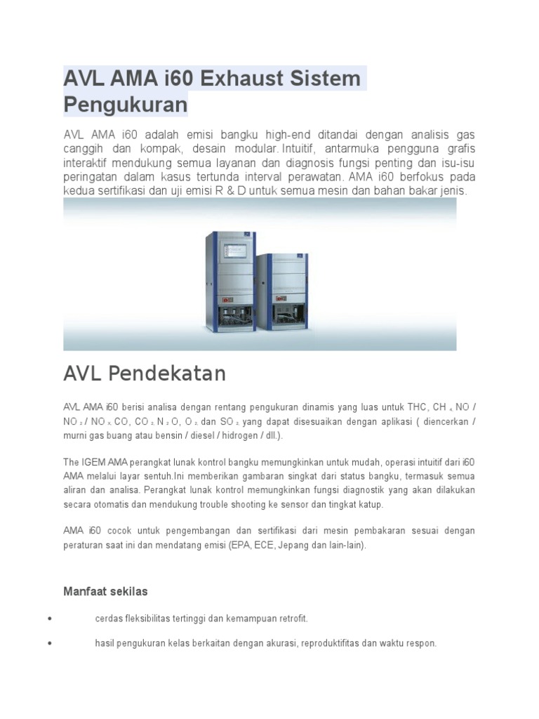 AVL AMA I60 Exhaust Sistem Pengukuran | PDF