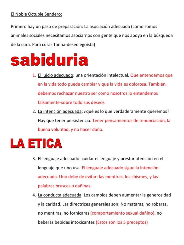 Guía del Noble Óctuple Sendero | PDF | Sicología | Psicología