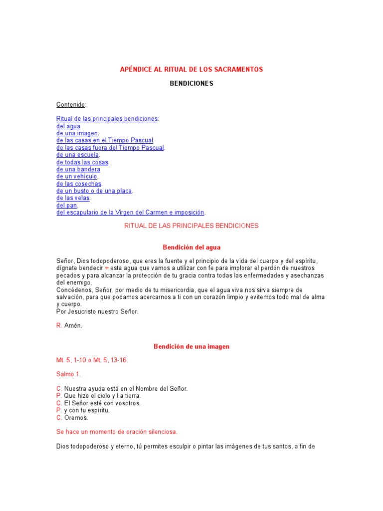 Ritual de Bendiciones Sacramentales | PDF | orador del Señor | Bendición
