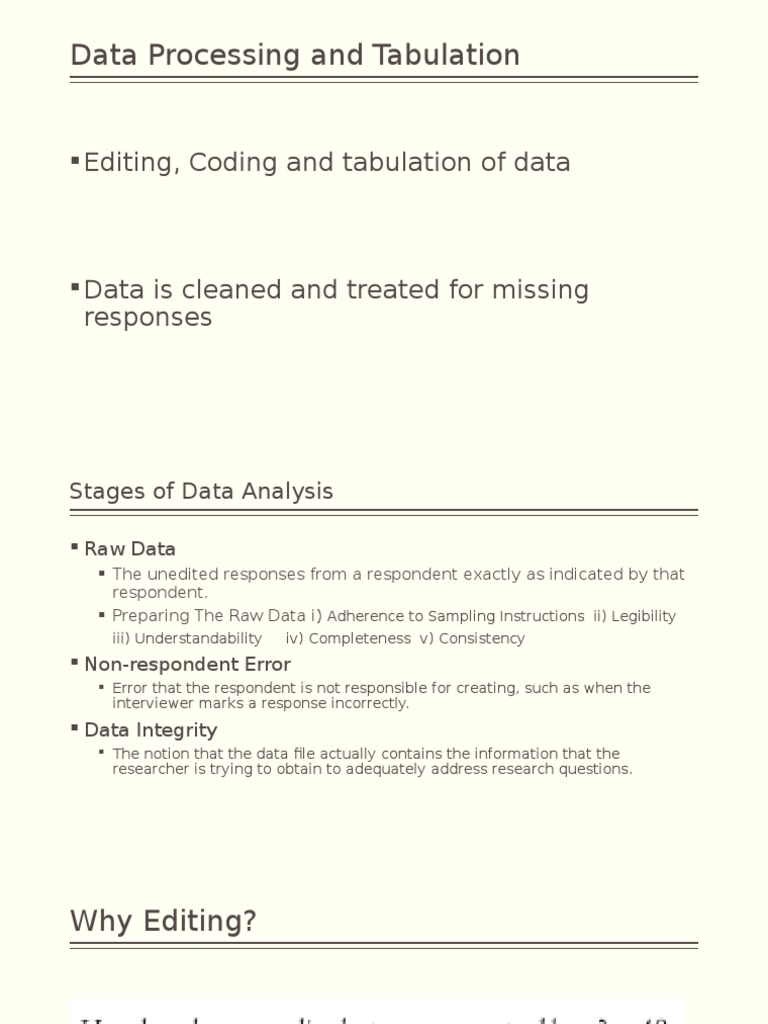 Data Processing and Tabulation | PDF | Data | Questionnaire