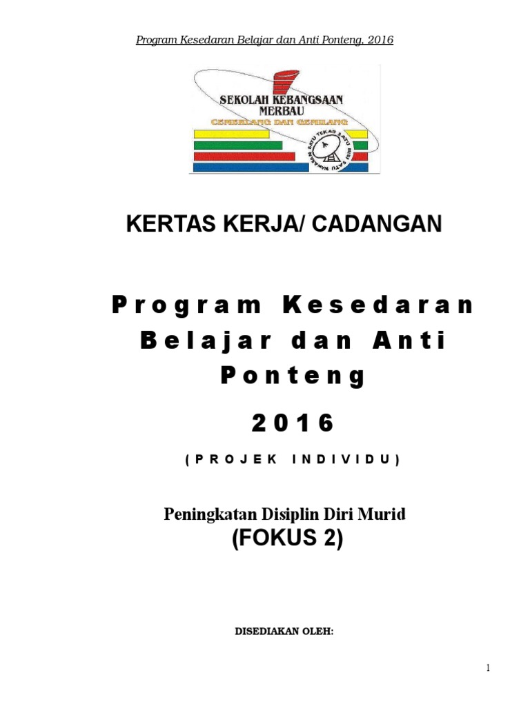 Kertas Kerja Program Ponteng | PDF