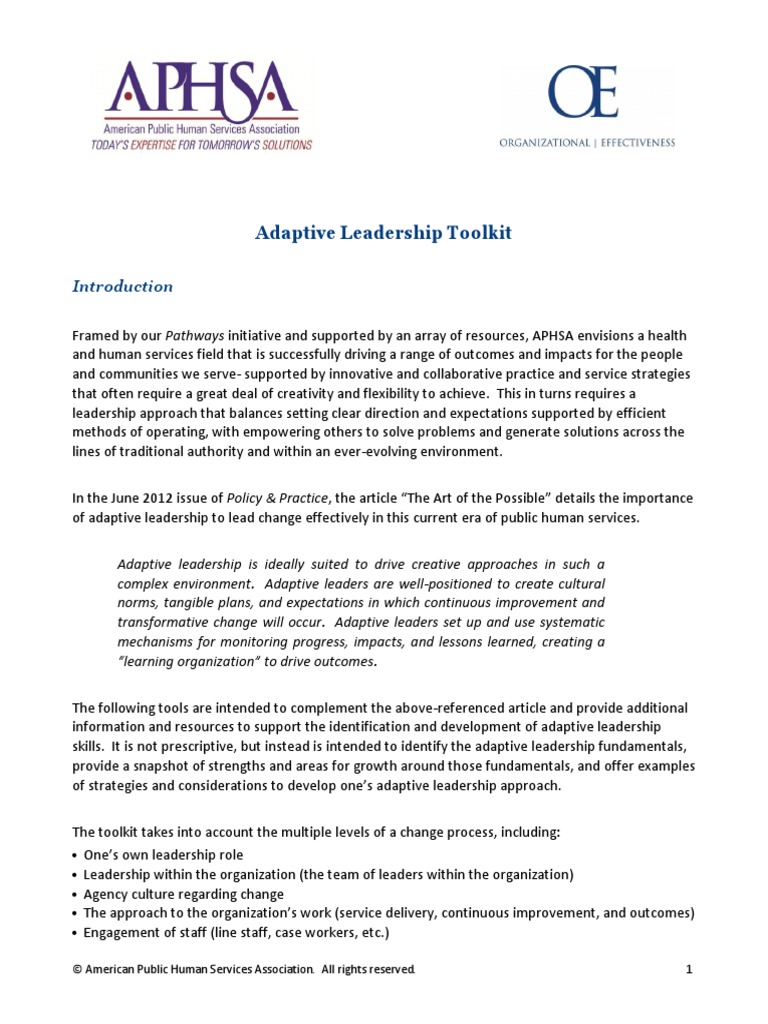 Adaptive Leadership Toolkit.pdf | Leadership | Leadership & Mentoring