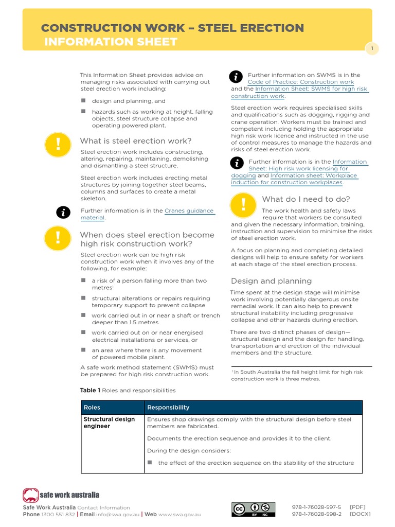 Construction Work Steel Erection | PDF | Crane (Machine) | Structural ...