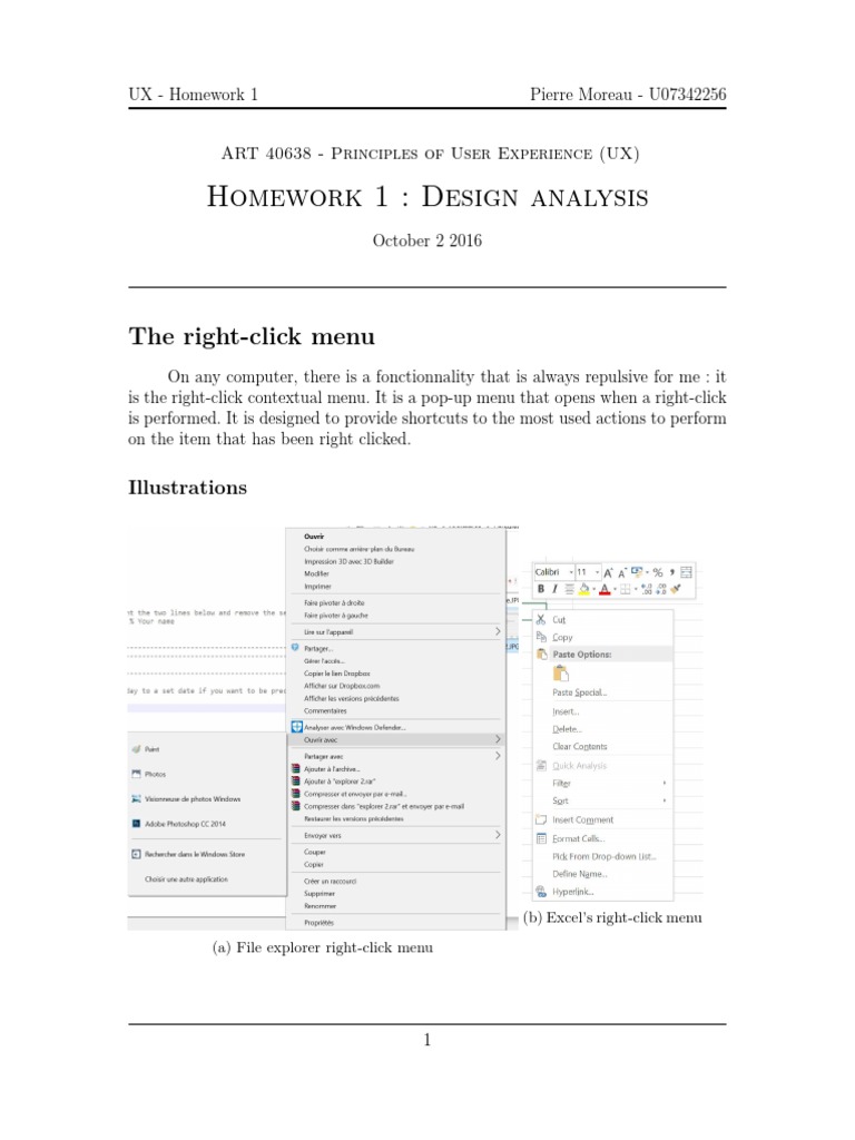 Homework 1: Design Analysis: The Right-Click Menu | Download Free PDF ...