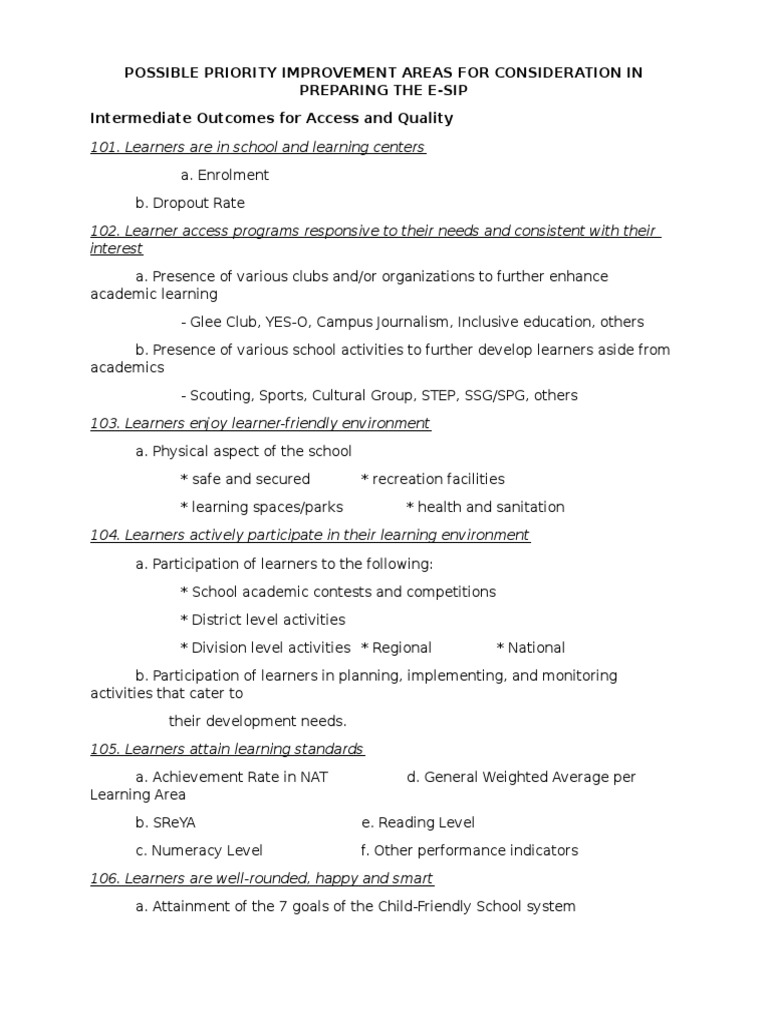 Possible Pias For E-Sip | PDF | Educational Assessment | Governance