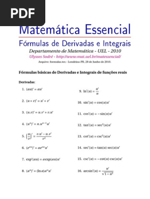 Tabela derivadas integral | PDF - vitrinedossonhos.com.br