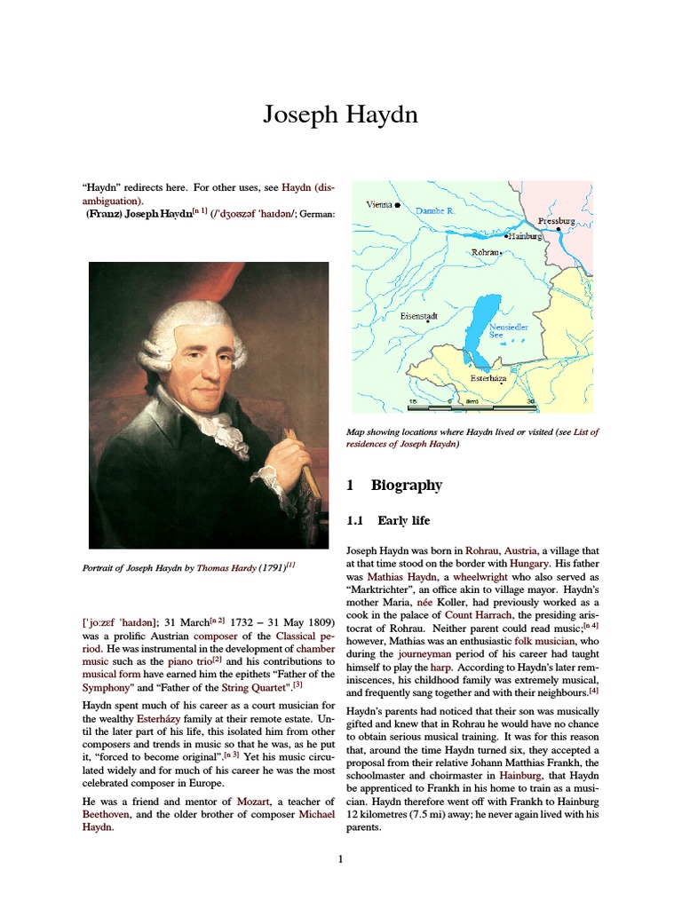 14-Franz Joseph Haydn-Ingles Bio | PDF | Classical Music | Leisure