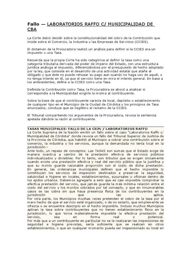 Fallo Lab Raffo | PDF | Impuestos | Caso de ley